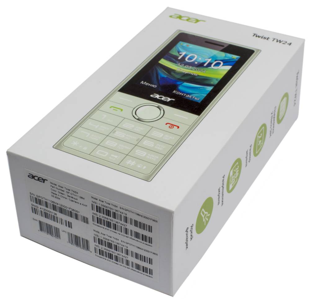 Мобильный телефон Acer Twist TW24 Зеленый: купить по цене 1 690 рублей в интернет магазине МТС